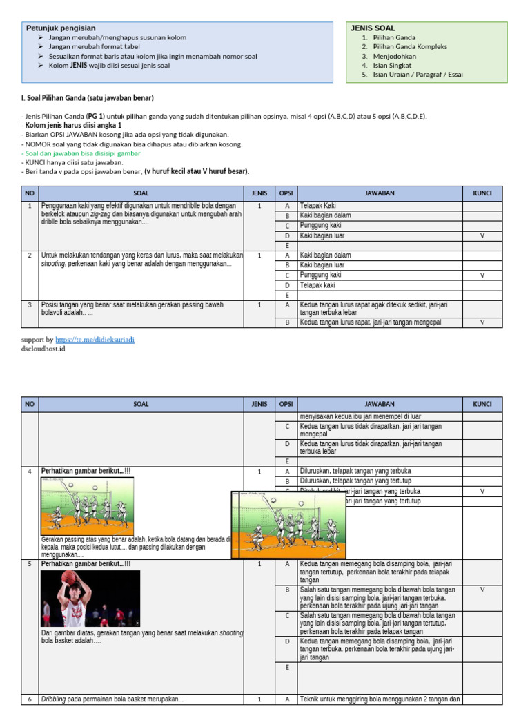 Templete Soal Asesmen Sumatif Semester Ganjil 2024 - 2025 Kelas 7 Pjok | PDF
