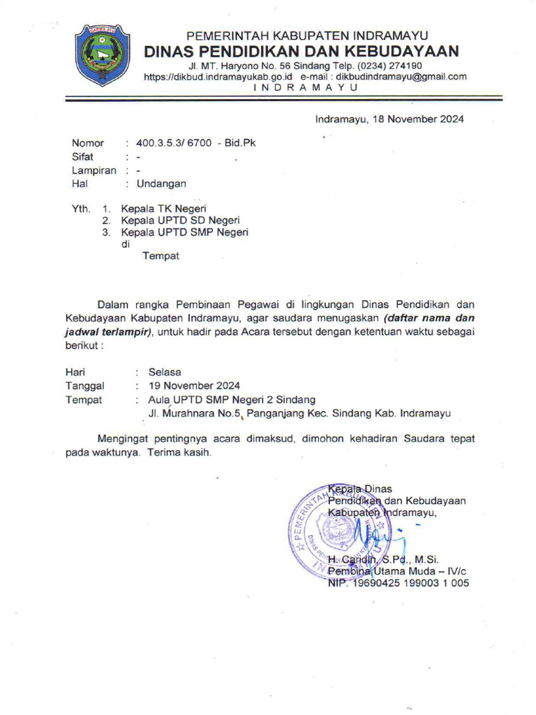 6700 Undangan Pembinaan Pegawai | PDF