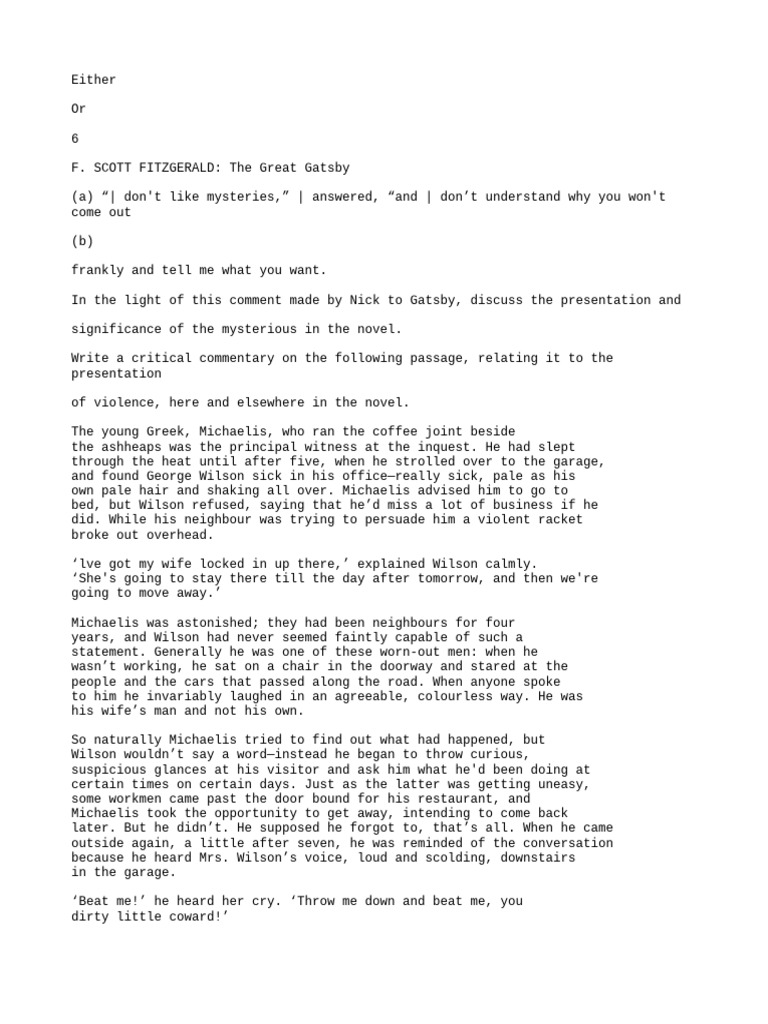 h1 A Level Paper Just Passage For TGG | PDF | The Great Gatsby