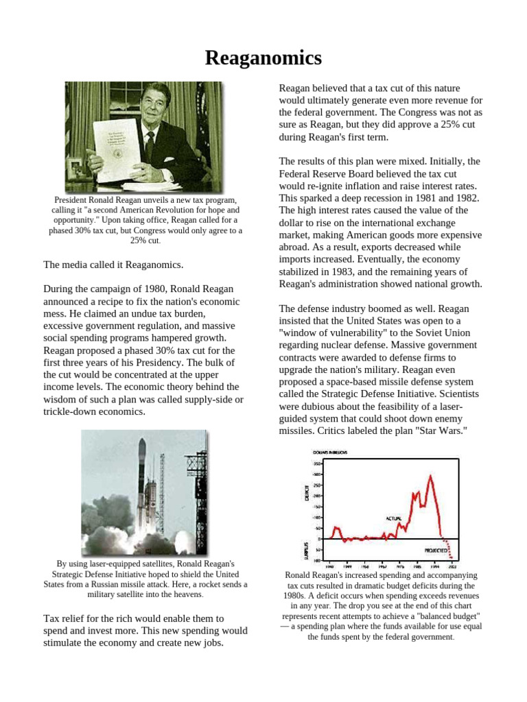 Evander Mitchell - Reaganomics DBQ | PDF | Ronald Reagan | Tax Cut