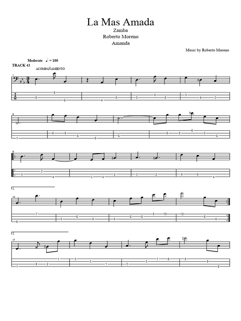 10 La Mas Amada (Acompa+ Amiento) | PDF