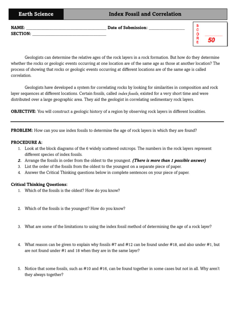 Earth Science Fossil Correlation | PDF | Geology | Stratigraphy