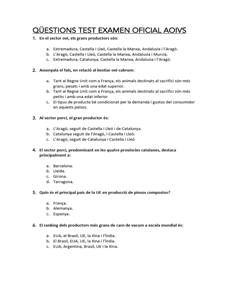 Qã - Estions Test Exã - Men Oficial Aoivs | PDF