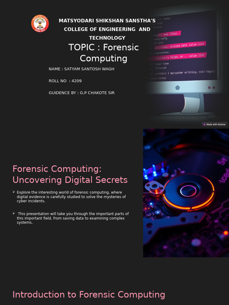 Forensic Computing: Digital Evidence Analysis | PDF | Digital Forensics | Computer Forensics