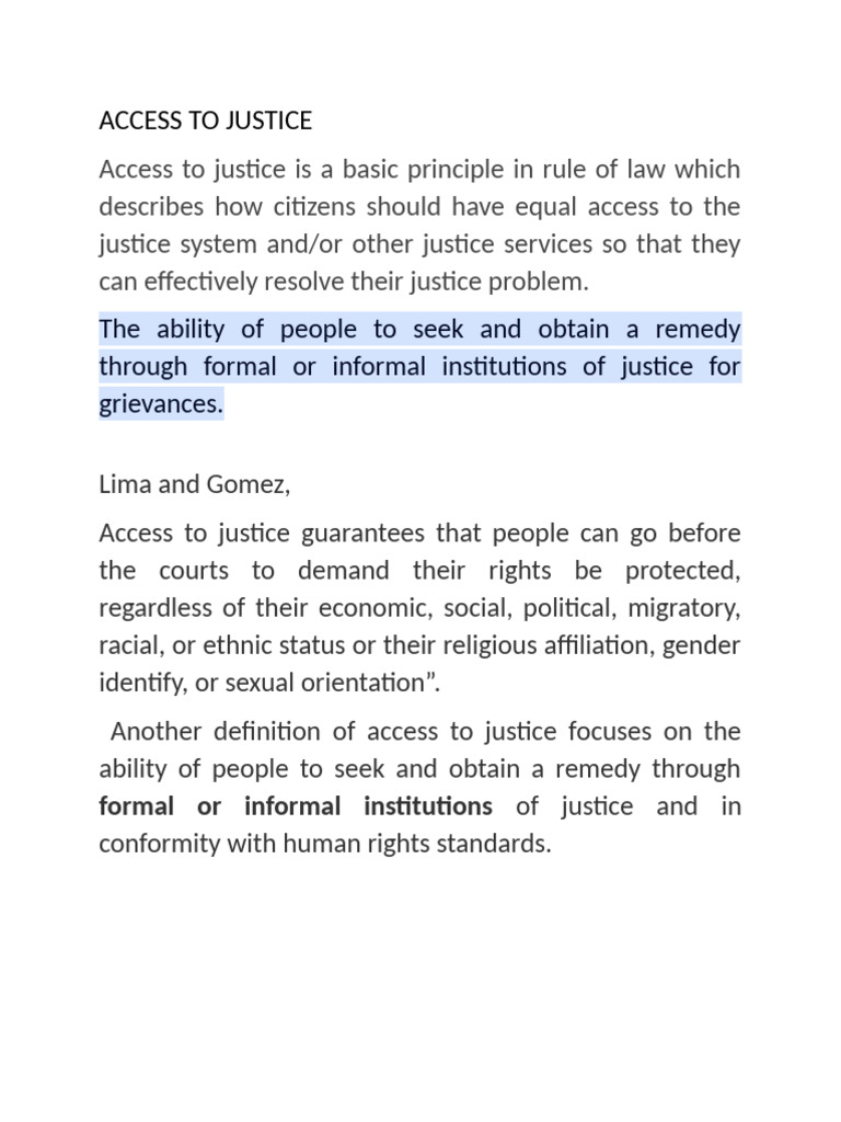 Access to Justice and Legal Aid Services | PDF | Legal Aid | Right To ...