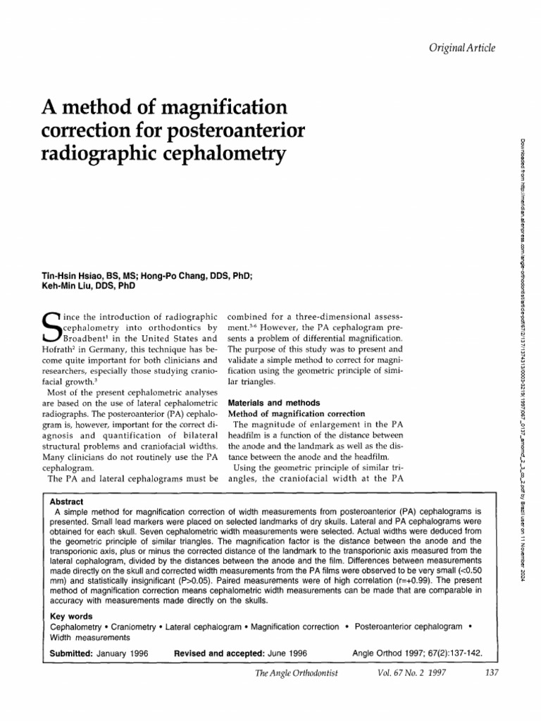 A Method of Magnification Correction For Posteroanterior Radiographic ...