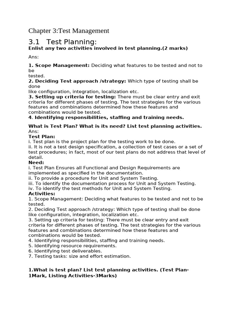 Chapter 3test management | PDF | Software Testing | Specification ...