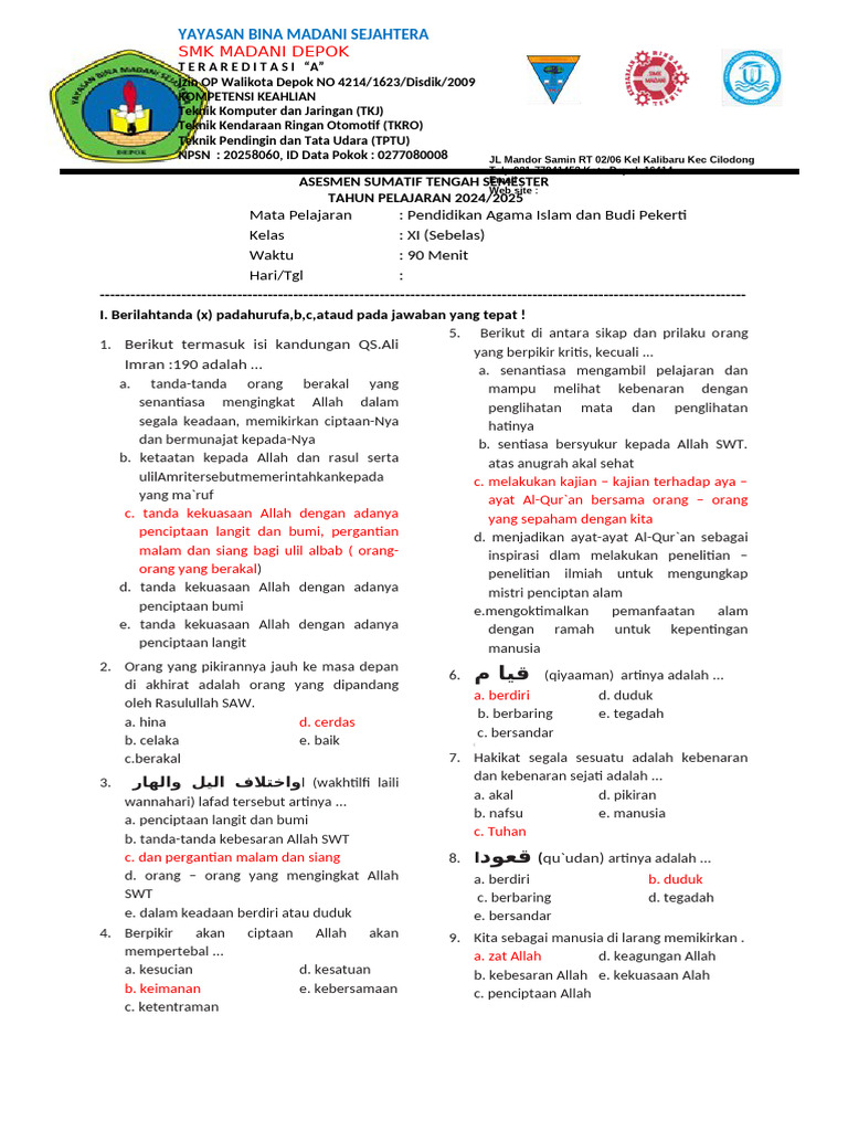 ASAS 1 - Pai SMK 11 2425 | PDF