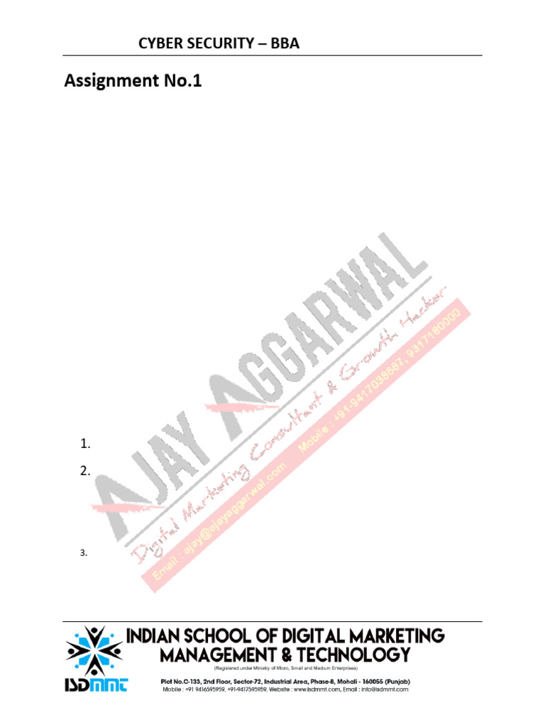 Cyber Security - Assignment No.1 | PDF