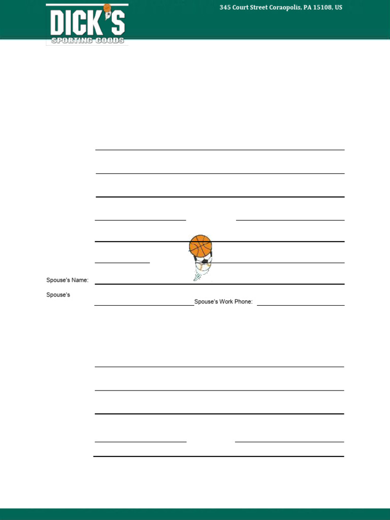 Employee Information Form DICK'S Sporting Goods HR | PDF