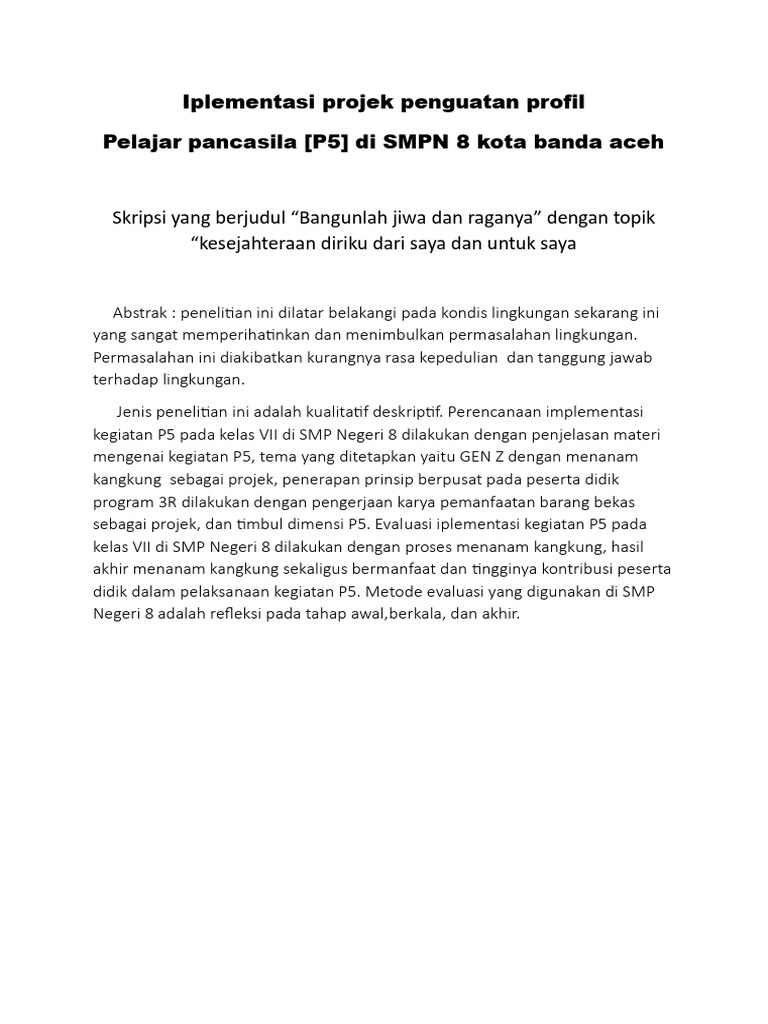 Iplementasi Projek Penguatan Profil | PDF