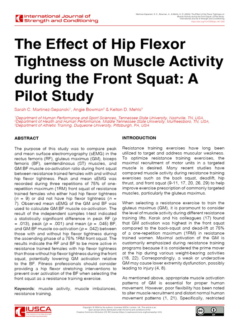 2024 The Effect of Hip Flexor Tightness On Muscle Activity During | PDF ...