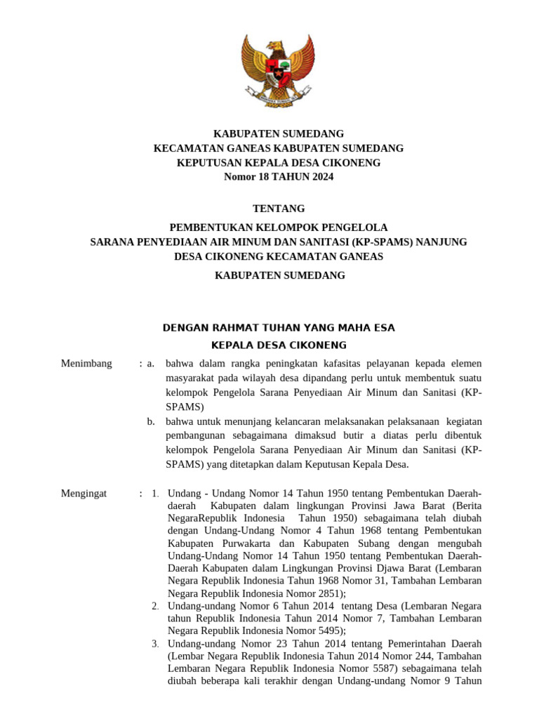 SK KPP Swakelola Spam Gembong | PDF