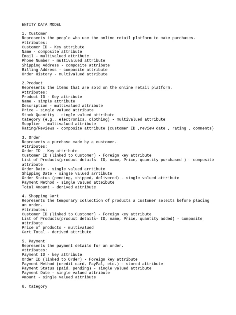 Online Retail Management System Entity Data Model | PDF | Online ...