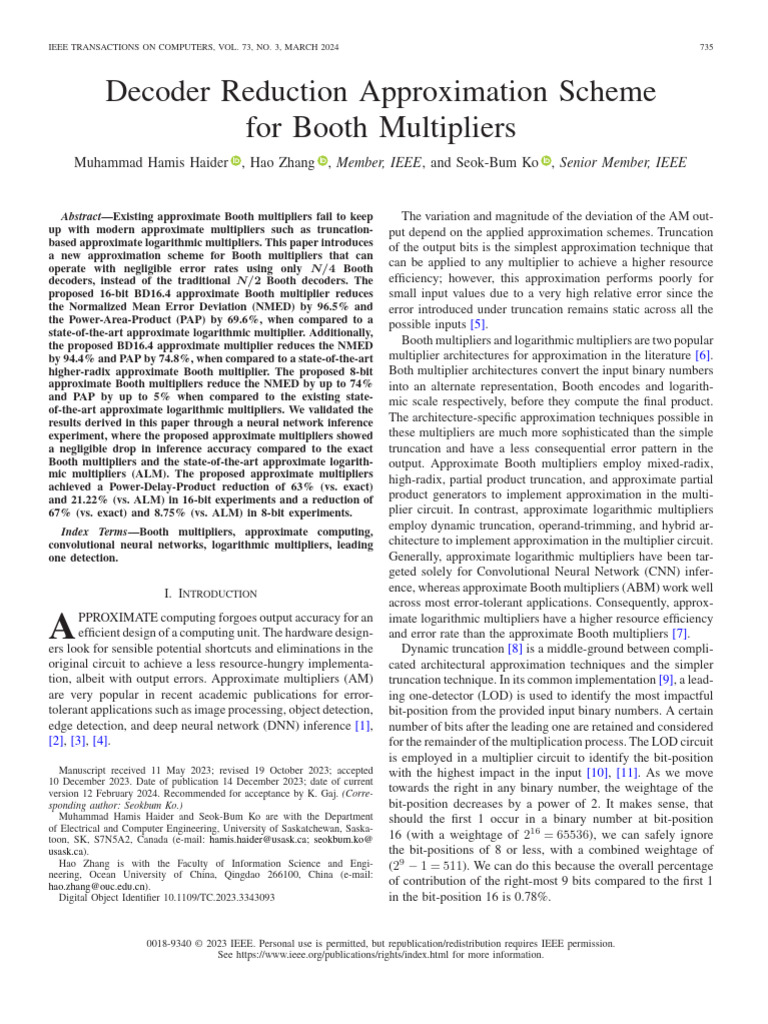 Decoder Reduction Approximation Scheme For Booth Multipliers Pdf Artificial Neural Network Bit