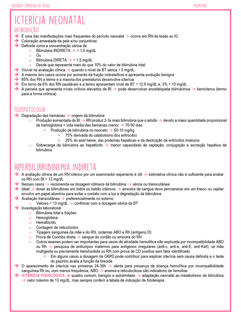 icterícia neonatal | PDF | Especialidades médicas | Medicina Clínica