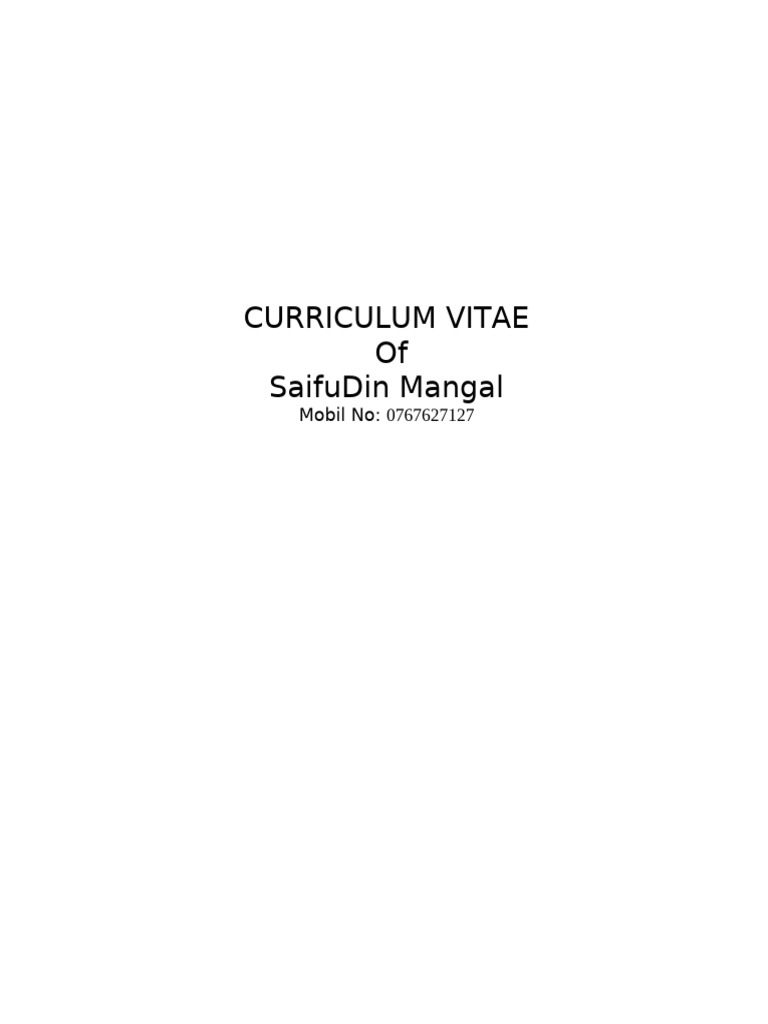 Saif cv-1 | PDF | Afghanistan | Cognition