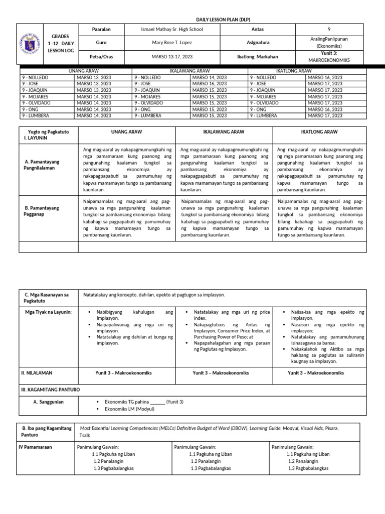 Lopez - Yunit 3 Module3 Implasyon | PDF