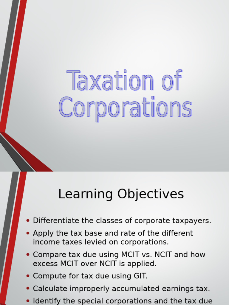 4 Tax On Corporations Revised | PDF | Taxes | Dividend