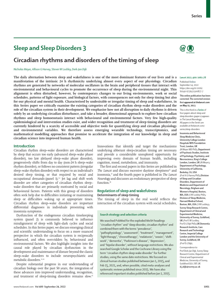 Circadian Rhythm Sleep Disorders Explained | PDF | Circadian Rhythm | Sleep