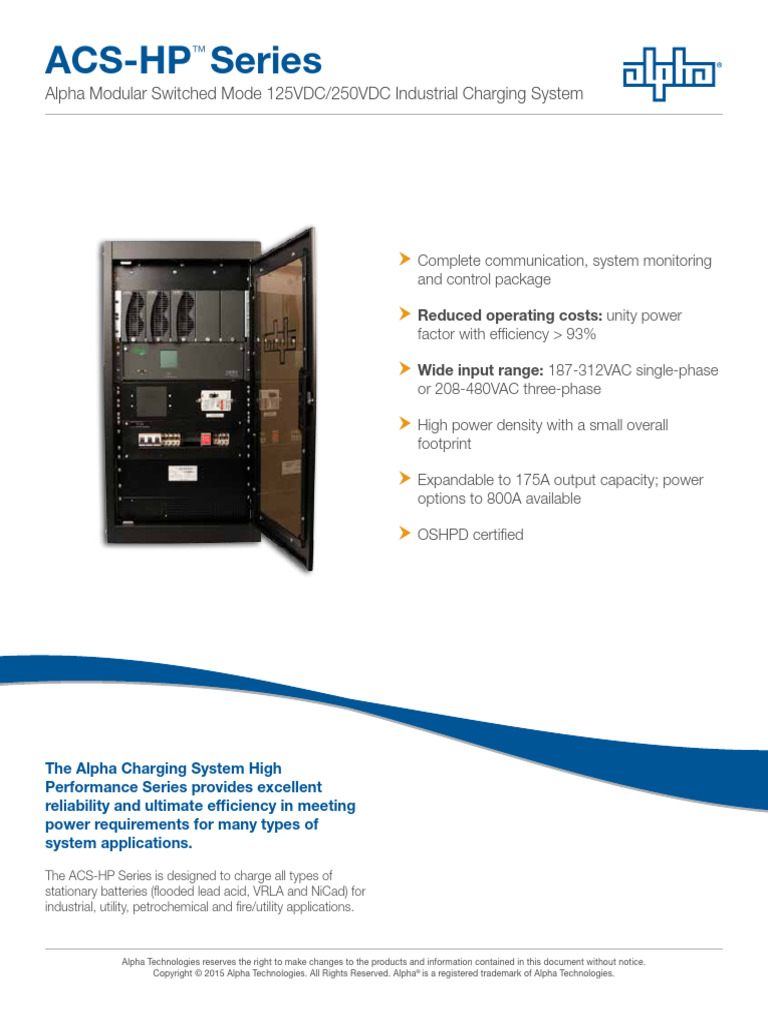 ACS HP Series Battery Charger Datasheet | PDF | Direct Current ...