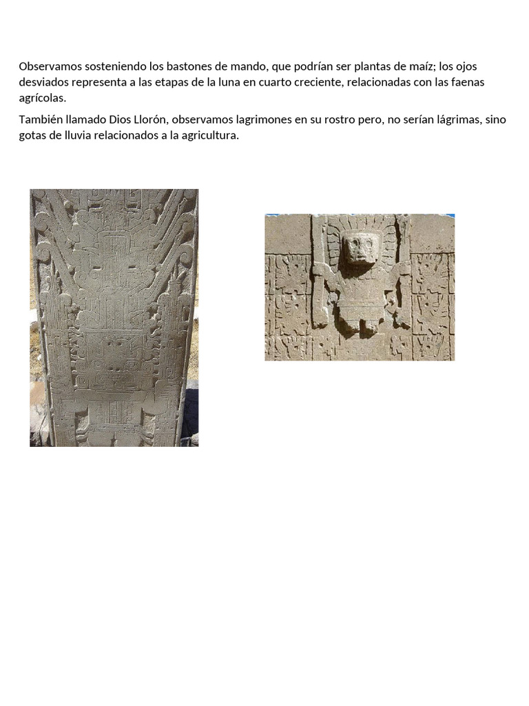 DESCRIPCION DE LOS DIOSES DE CHAVIN Y TIAHUANACO | PDF