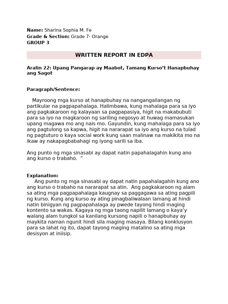 Written Report Layout - Group 3 | PDF