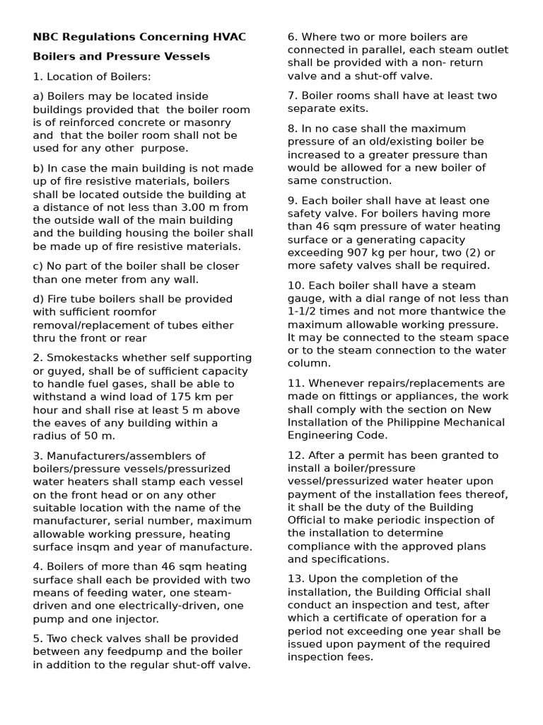 NBC Regulations Concerning HVAC | PDF | Boiler | Duct (Flow)