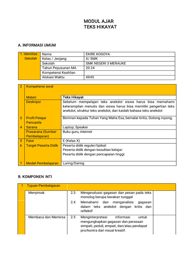 Tugas Modul Ajar | PDF