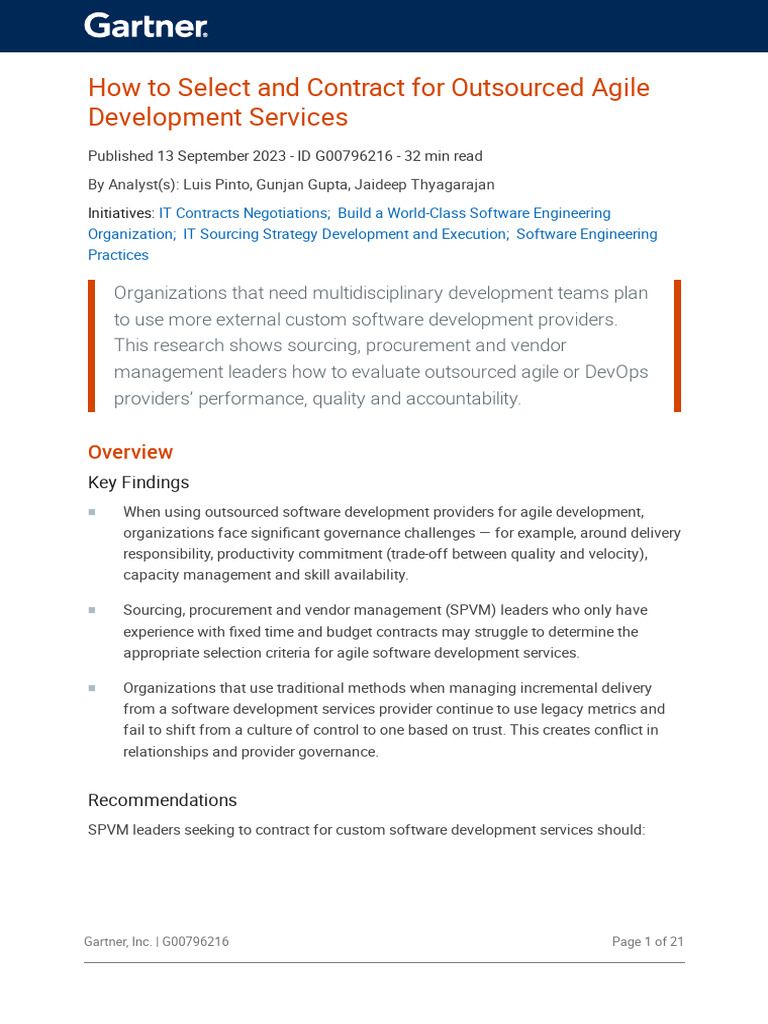 How - To - Select - A SW Development Vendor | PDF | Agile Software ...