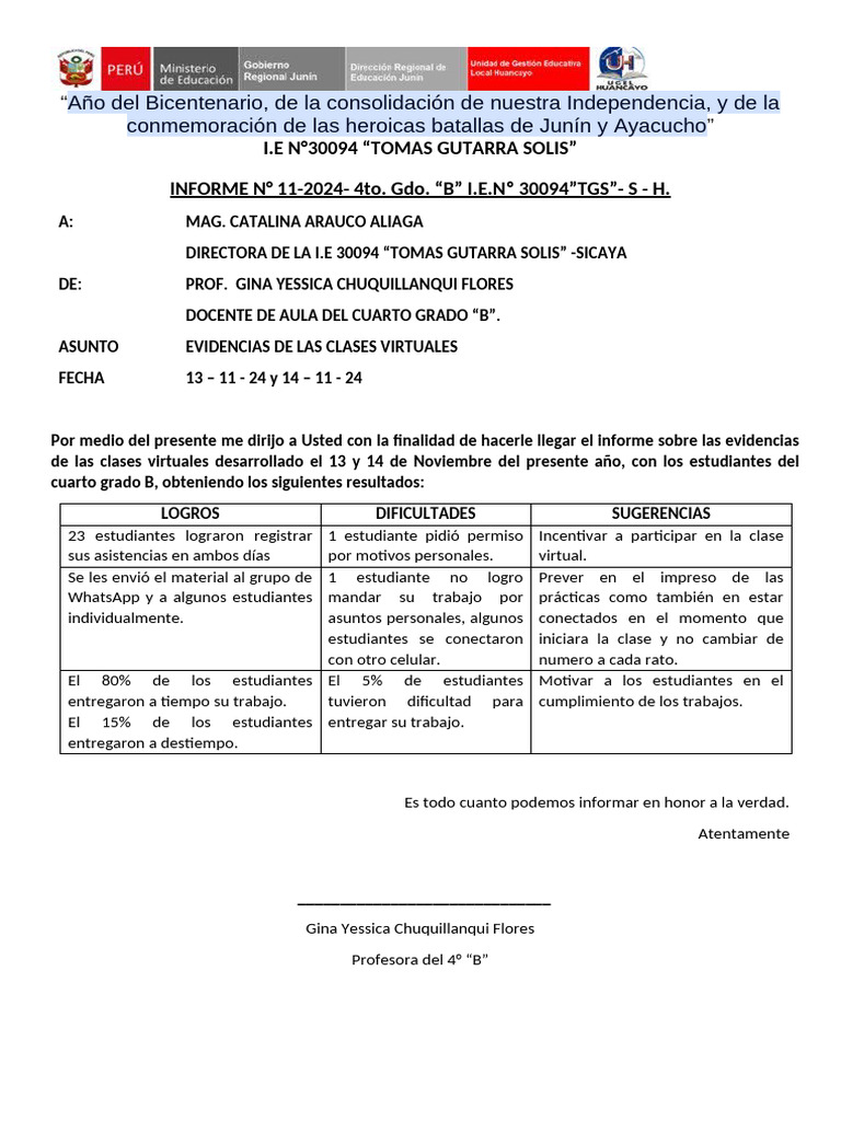 Informe Clases Virtuales | PDF