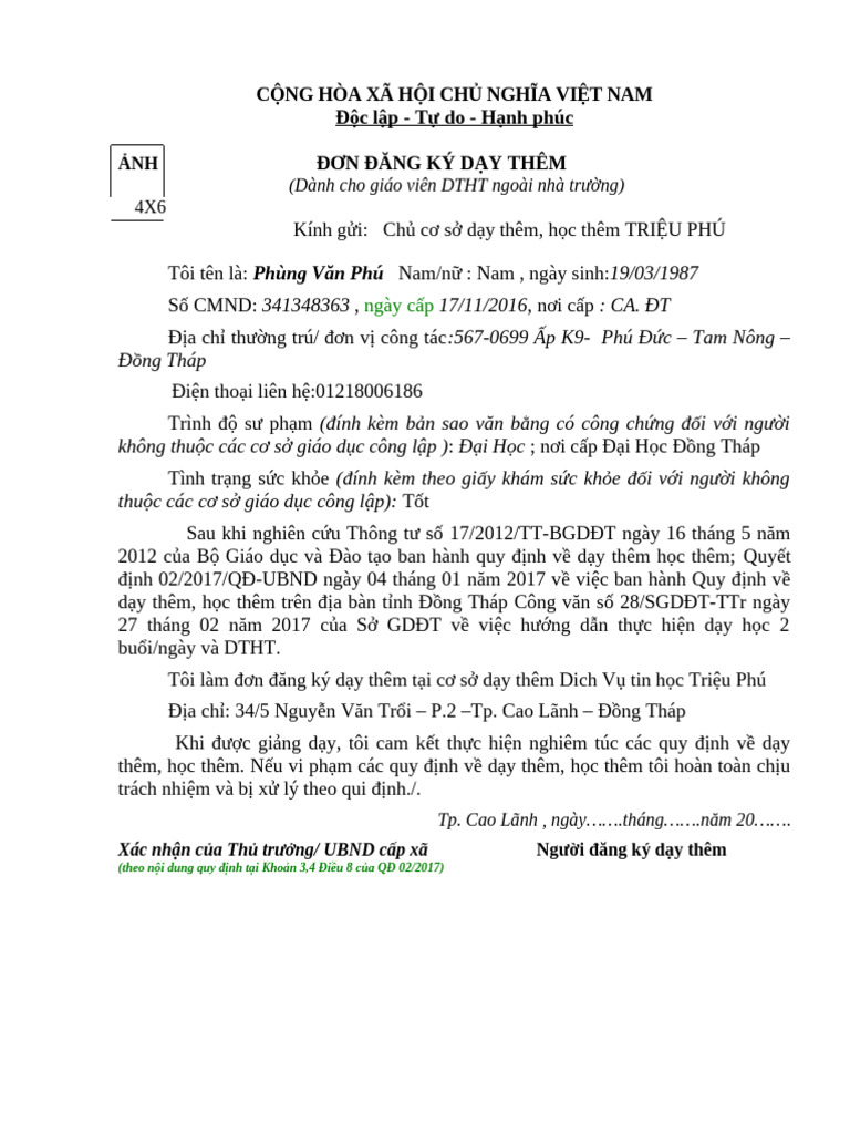 Dang Ky Day Them | PDF