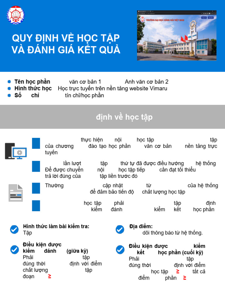 Quy Dinh Ve Hoc Tap Va Danh Gia Ket Qua VIMARU | PDF