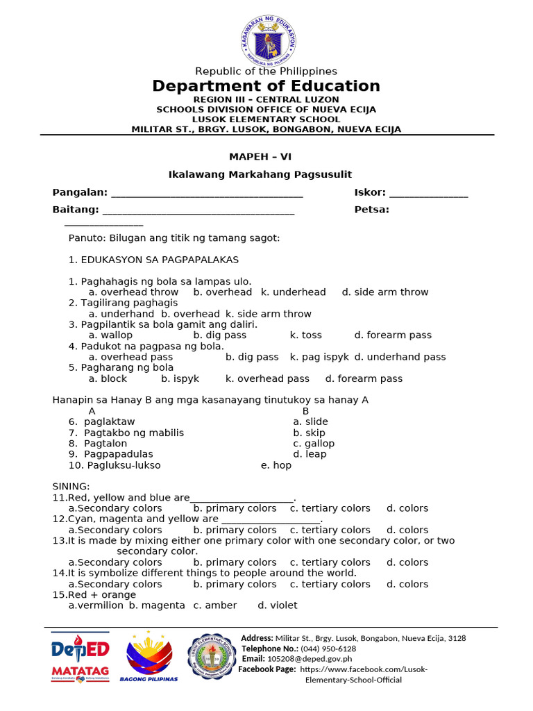 MAPEH-2ND | PDF | Color | Visual Perception