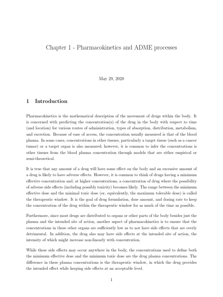 Chapter 1 Pharmacokinetics and ADME Processes | PDF | Pharmacokinetics ...