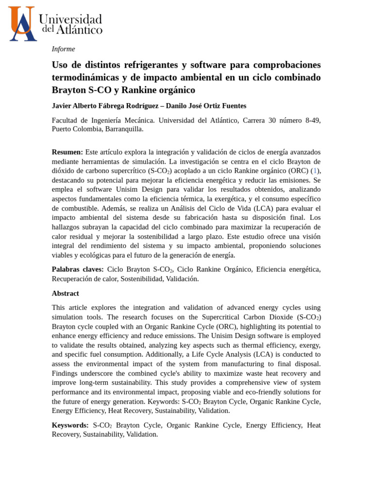 Informe Sobre Articulo Termo II | PDF | Vapor | Refrigerante
