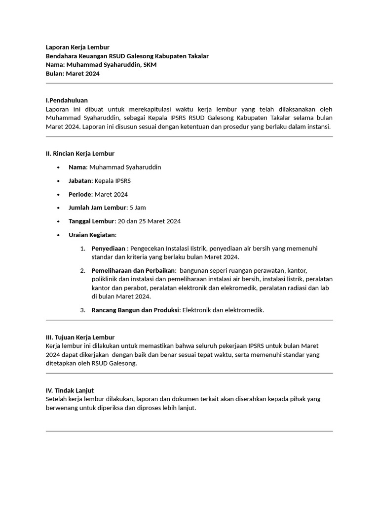 Laporan_Kerja_Lembur pak saha | PDF