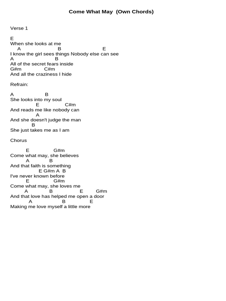 Come What May Chords | PDF
