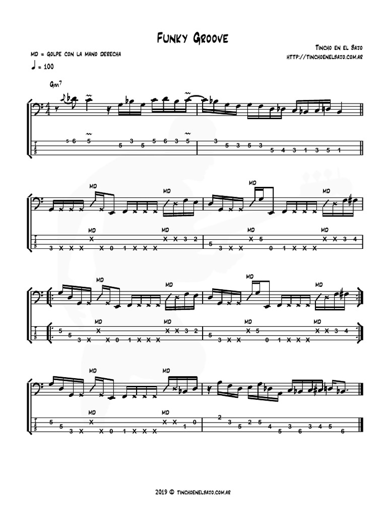Funky Groove - Partitura y Tab - Tinchoenelbajo - Com.ar | PDF