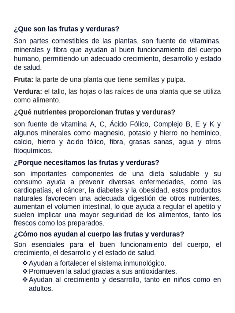 Que Son Las Frutas y Verduras | PDF