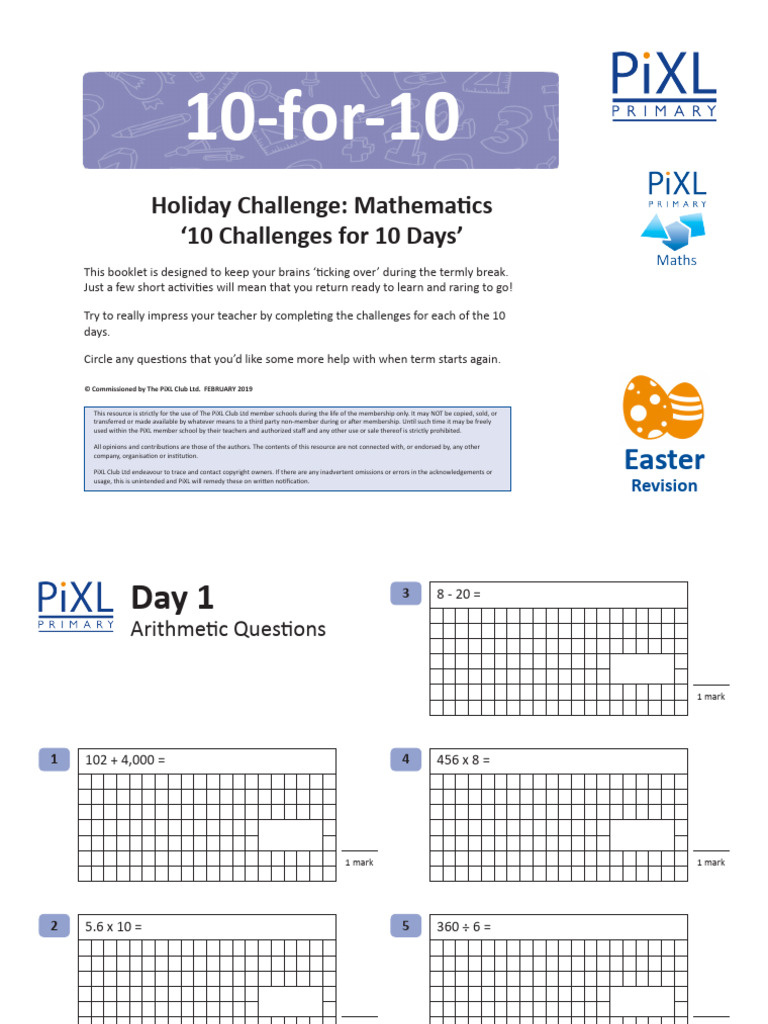 Pixl Primary Mathematics 10 For 10 Spring Term | PDF | Mathematics ...
