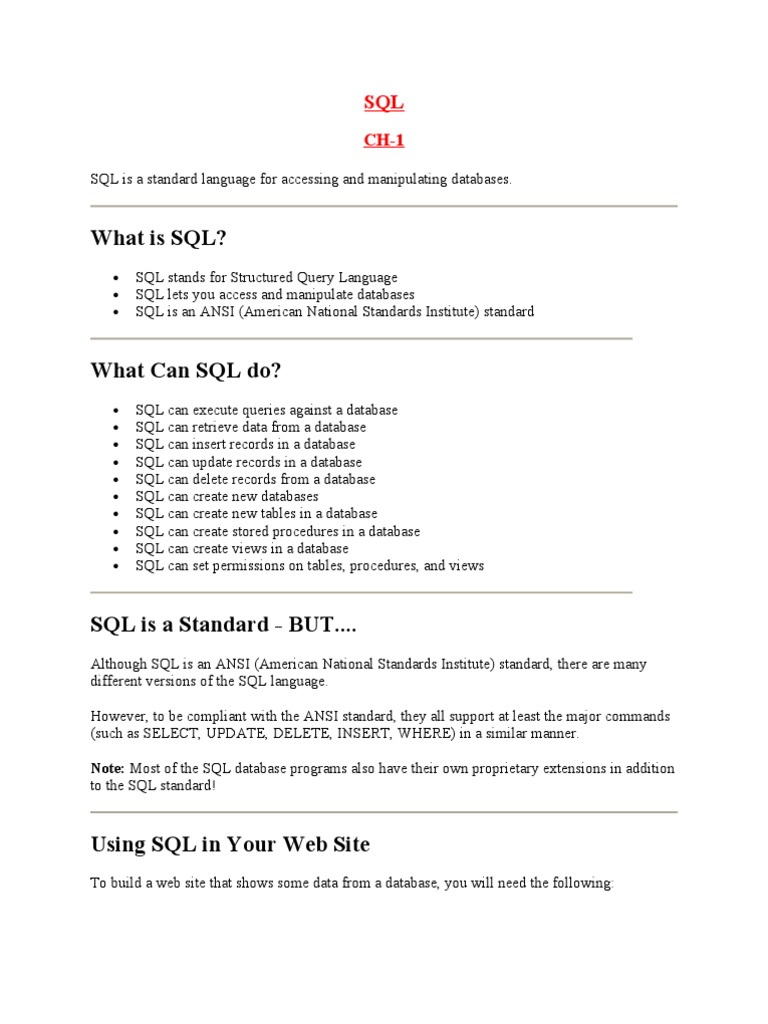 SQL W3schools | PDF | Database Index | Sql