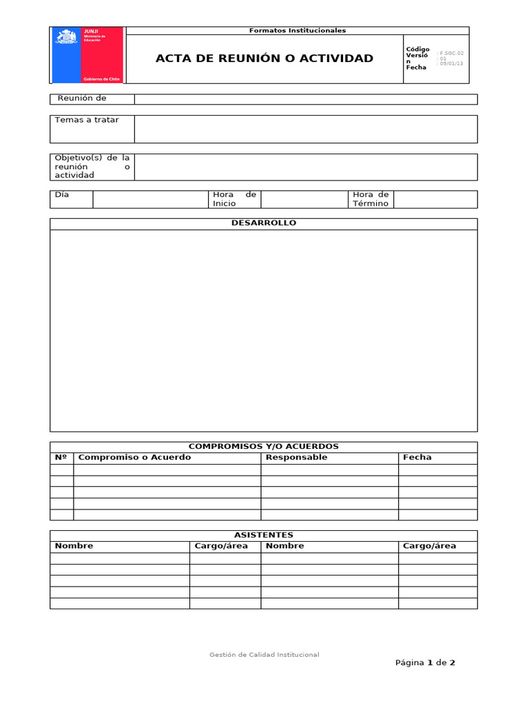 Formato Actas de Reunion | PDF