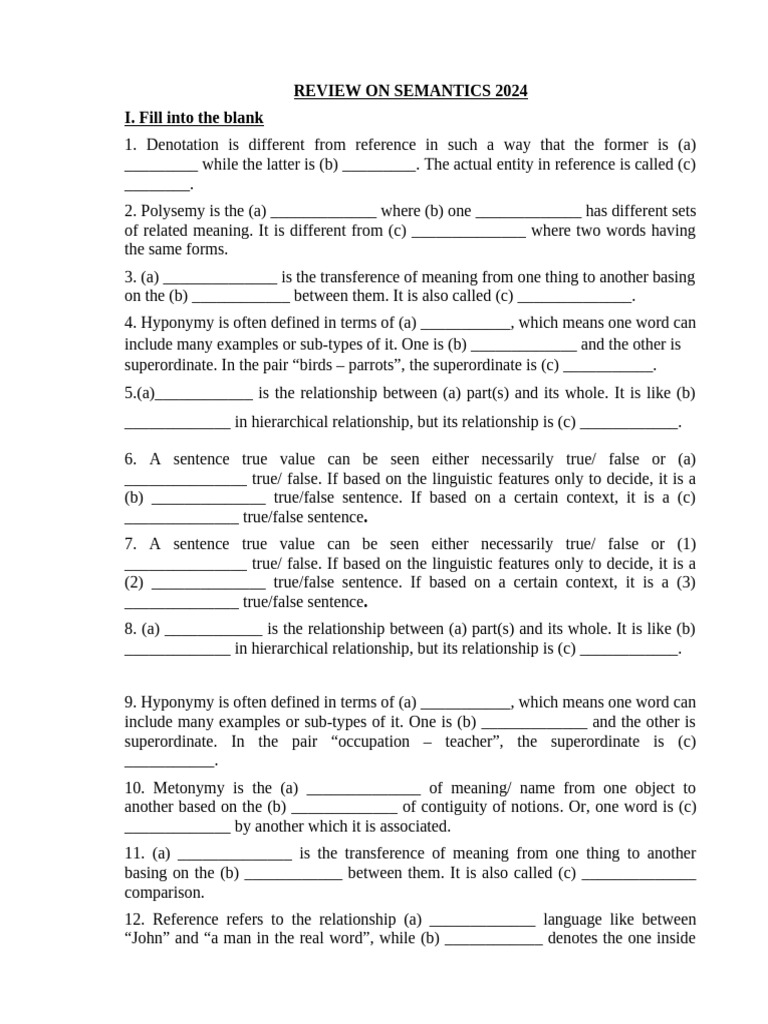 Review Semantics 2024 | PDF | Semantics | Emotions