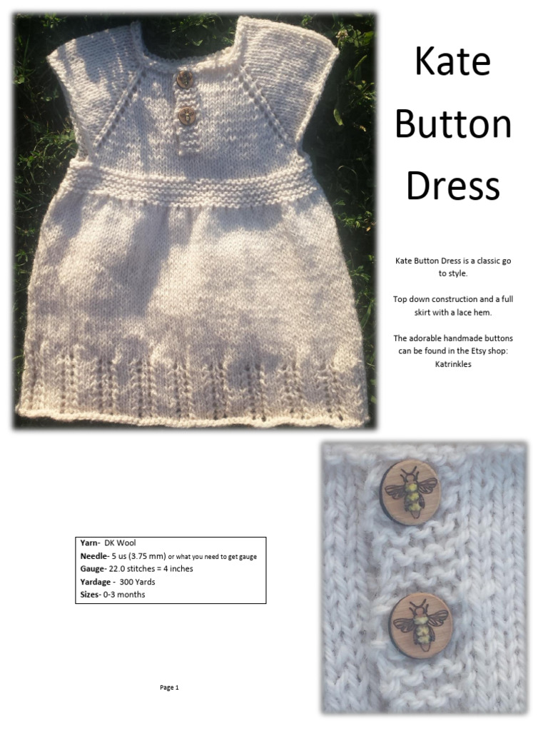 Kate_Button_Dress | PDF | Knitting | Gauge (Knitting)