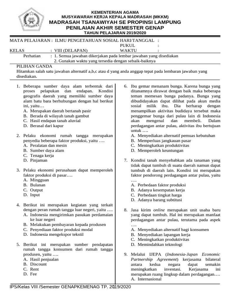 8. IPS 8 GENAP TP. 2019-2020 | PDF