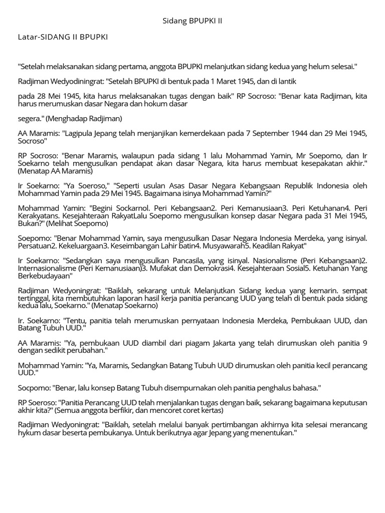 Sidang Kedua BPUPKI | PDF