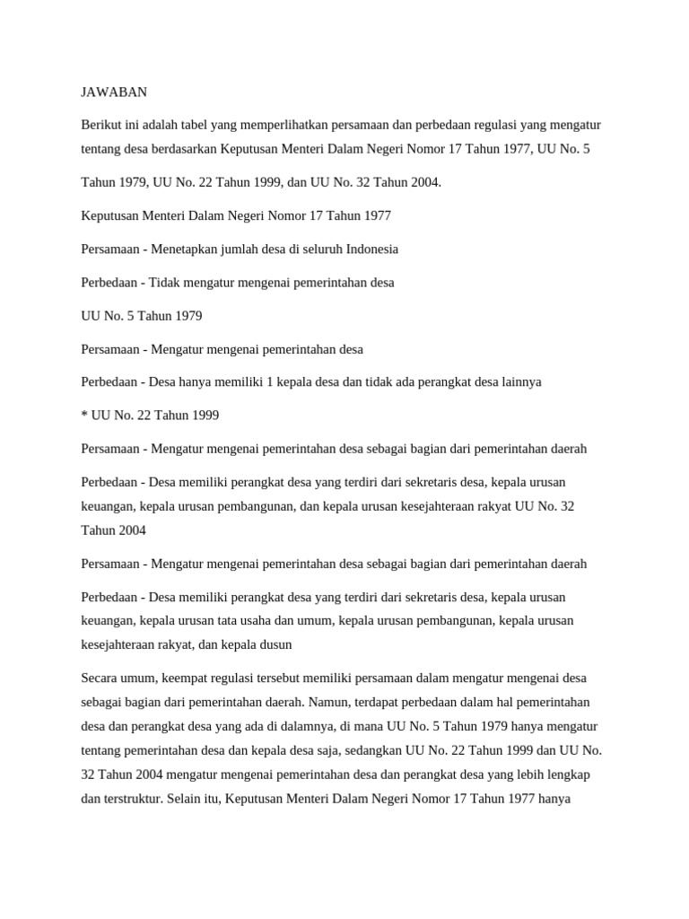 Tugas 1 Sistem Pemerintahan Desa | PDF