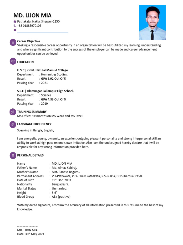 Resume - MD LIJON MIA | PDF
