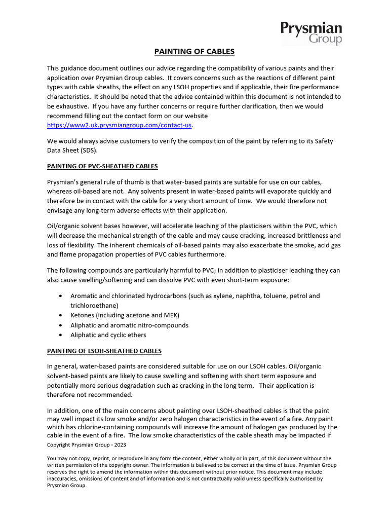 Painting of Cables | PDF | Paint | Polyvinyl Chloride